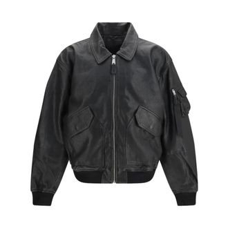 Alpha Industries Cwu-36/P Leder UV Bomberjacke - - Jackets - Herren - Schwarzk - L
