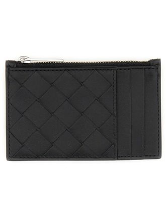 Bottega Veneta Woven Intrecciato Calfskin Card Case - Black
