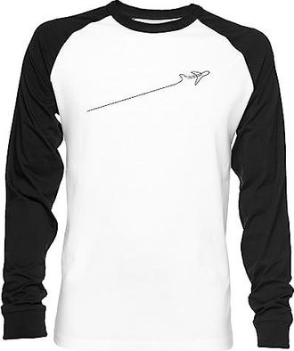 Vendax Vendax Ligne Minimaliste avec Avion Unisex Baseball T-Shirt Manches Longues Homme Femme Blanc Noir