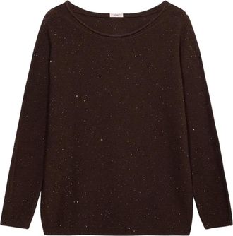 Oltre Femme, Pulls, Brun, Taille: 42/44 FR Pull avec Micro Sequins