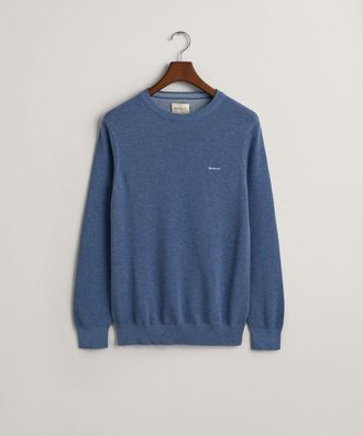 GANT Herren-Pullover aus Baumwoll-Piqu&eacute; mit Rundhalsausschnitt