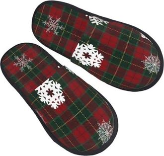 Generic Pantoufle Flanelle Rouge Et Verte Et Flocons De Neige Chaussures Respirantes Hiver Chaussons Pour Chambre Homme Int&eacute;rieur M