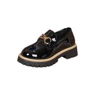 Generic Mocassins confortables &agrave; enfiler pour femme - &Eacute;l&eacute;gants - Bout rond - Cuir verni - Talons &eacute;pais - Antid&eacute;rapants - Coupe large - Chaussures de marche cl