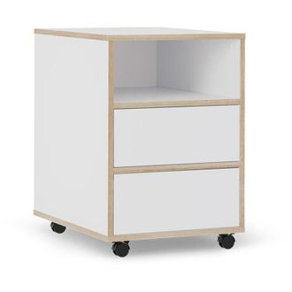 Vicco Caisson roulant Tetrix, Blanc, 42x55cm avec étagères et 2 tiroirs, Vicco