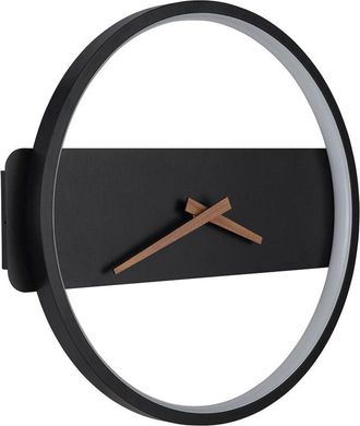 Globo Lighting Wanduhr Wandleuchte LED-Hintergrundbeleuchtung Metall Schwarz-matt d 32 cm