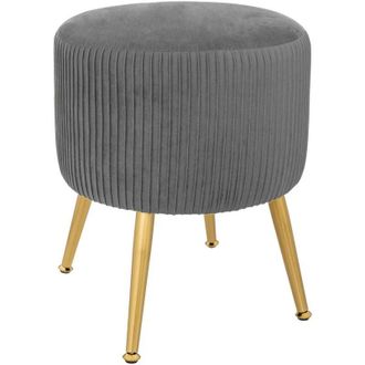 Atmosphera Atmosphera - Hocker Solaro grau aus plissiertem Samt cr&eacute;ateur dint&eacute;rieur