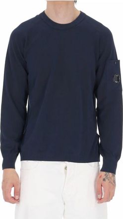 C.P. Company C.p. Company, Homme, Sweatshirts et sweats &agrave; capuche, Bleu, Taille: M Maglia girocollo in cotone crepe
