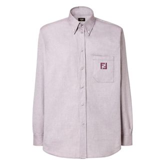 Fendi Oxford Baumwollhemd - - Shirts - Herren - Lila - L