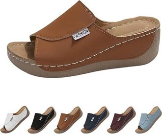 Generic Sandales orthop&eacute;diques compens&eacute;es pour femme, large largeur, coupe habill&eacute;e, soutien de la vo&ucirc;te plantaire, bout ouvert, plateforme antid&eacute;rapante, cha