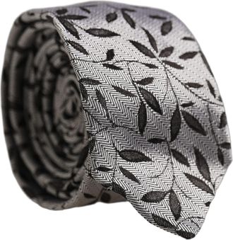 Dolce & Gabbana Silk Leaf Pattern Necktie - Gray