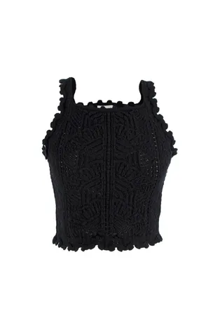 Saint Laurent Black Crochet Crop Top Size S