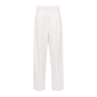 Brunello Cucinelli Femme, Pantalons, Beige, Taille: 38 FR Pantalon pliss&eacute; taille haute