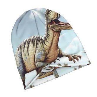 Generic Bonnets Dinosaures Marchant Bonnet en Tricot Coupe-Vent Extensible Bonnet Tricoté pour Sport Extérieur Décontractée