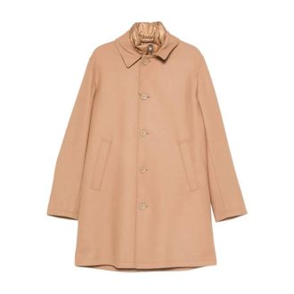 Herno Wollmischungs-&Uuml;bermantel mit gestepptem Kragen - - Coats - Herren - Beige - L