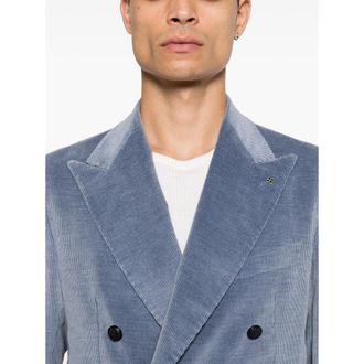 Tagliatore Double-Breasted Corduroy Blazer - Blue