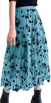 Generic Jupe en tulle pour femme - Plusieurs couches - Élastique - Taille haute - Jupe tutu en maille - Avec décoration florale, a, L