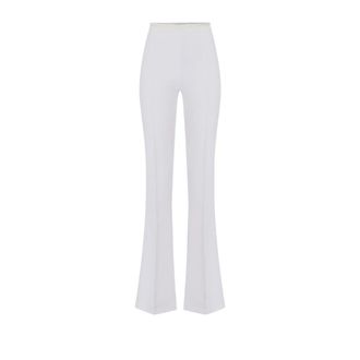 Elisabetta Franchi Pantalon &eacute;vas&eacute; avec empi&egrave;cements en satin - Femme - Pantalons - Blanc - Taille: 40 FR