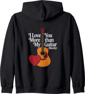 Mapanoli Design Ich Liebe Dich mehr als Meine Gitarre - Valentine Guitar Player Kapuzenjacke