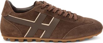 Hogan Womens Sports Shoes H-Stripes Brown Suede Leather Trainers Sneaker