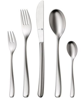 WMF Vision Besteck Set 12 Personen, 66 teilig, 60 Teile mit Servierbesteck, Hohlheftmesser, Cromargan protect mattiert, kratzbeständig, spülmaschinenfest