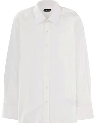 Tom Ford Homme, Chemises, Blanc, Taille: L Chemise Popeline Coupe Slim