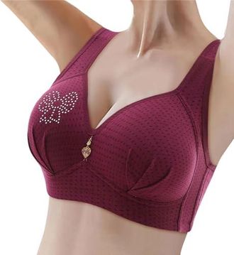 Generic Soutien-gorge tendance d&eacute;contract&eacute; et respirant sans anneaux en acier pour femme, Rouge, 76