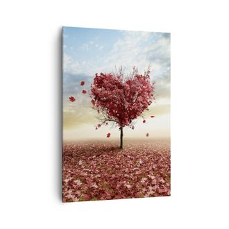 Arttor Bilder auf Leinwand 70x100cm Leinwandbild mit Rahmen Abstraktion Herbst Baum Blatt Gro&szlig; Wanddeko Bild Schlafzimmer K&uuml;che Deko Wandbilder Dekoration Wo
