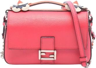 Fendi Pre-owned Double Micro Baguette Leather 2way Handbag - Femme - Pre-owned - Rose - Taille: ONE Size