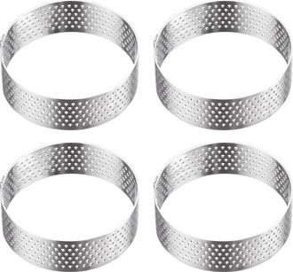 Westmark Tartelette-Rahmen 4 Stk. - Perfekte Tarte- und Quicheformen - Gleichmäßiges Backergebnis dank Perforation - Silber, 4 x Ø 6 cm