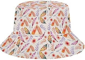 Generic Feuilles Et Fleurs Chapeau De Pêcheur Unisexe Chapeau Pêche Pliable Bucket Hat pour Jardinier Camping Excursions