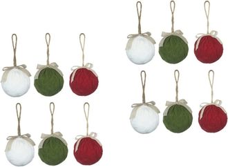 Cabilock 12 Stück Teiliges Weihnachtsbaum Anhänger aus Wolle und Leinen Bunte Christbaumkugeln Weihnachtliche Deko für Baum Fenster Garten Festliche Atmosphäre