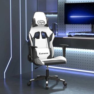vidaXL Gaming-Stuhl mit Massagefunktion Wei&szlig; und Schwarz Kunstleder vidaXL