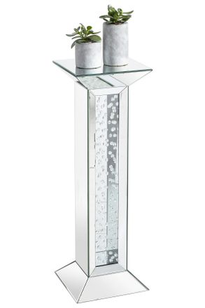 Xora Dekos&auml;ule, Silber, Glas, Holzwerkstoff, 30.5x89x30.5 cm, Wohnzimmer, Wohnzimmertische, Blumenst&auml;nder
