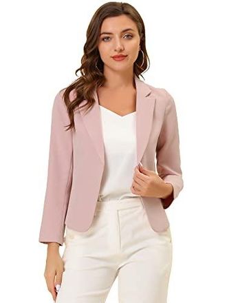 Allegra K Blazer Court Ouvert sur Le Devant pour Femme, Rose uni, L