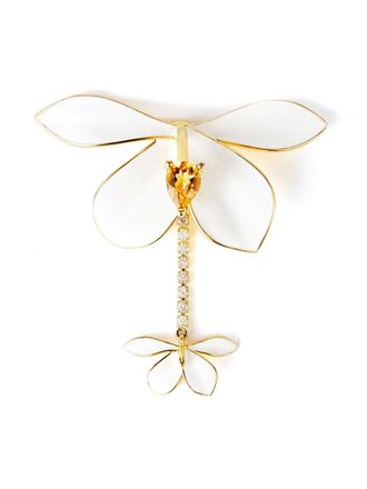 Shanghai Tang broche Ginger Flower sertie de cristaux - Or