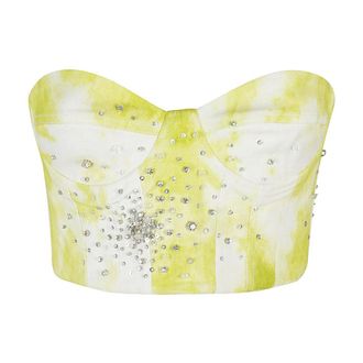 Des_Phemmes Besticktes Tie Dye Denim Bustier - - Tops - Damen - Mehrfarbig - S