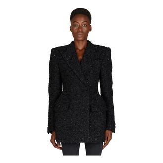 Balenciaga Tweed Sanduhr Jacke - - Jackets - Damen - Schwarzk - XS