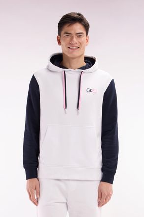 Eden Park Sweatshirt &Agrave; Capuche En Coton Blanc Coupe D&eacute;contract&eacute;e Broderie Dos Bicolore