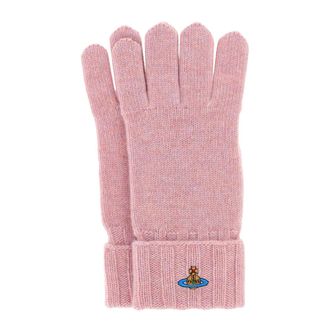 Vivienne Westwood Gants en cachemire brod&eacute;s de lOrb - Femme - Accessoires - Rose - Taille: S/M