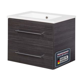 Fackelmann B.PERFEKT Badm&ouml;bel Set 62 cm - Anthrazit Dark Oak, h&auml;ngender Waschtischunterschrank mit Keramikbecken, Made in Germany, Ma&szlig;e: (62,2 x 15,1 x 48 cm)