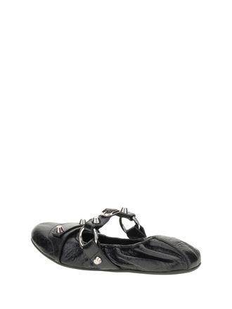Balenciaga Womens Ballerinas City Black-Silver Calf Leather Pumps Black/silver High Heel Shoes