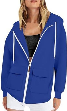 Generic Vestes pour femmes, veste polaire &agrave; capuche grande taille pour fermeture &eacute;clair, v&ecirc;tements dext&eacute;rieur d&eacute;contract&eacute;s, confortables, doux et chauds, v&ecirc;te