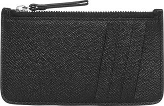 Maison Margiela Homme, Accessoires, Noir, Taille: ONE Size Porte-cartes en Cuir Grain&eacute; Noir Portefeuille