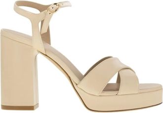 Stuart Weitzman Sandalen - Dayna - Leather Platform Sandal - Gr. 38,5 (EU) - in Beige - für Damen