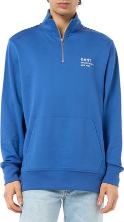 GANT Herren Script Graphic Half Zip Sweat Sweatshirt, Rich Blue, L