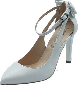 Nero Giardini E611072DE Nappa Blanc D&eacute;colt&eacute; &eacute;l&eacute;gant pour femme en cuir avec sangle et talon haut, Blanc, 37 EU
