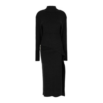 Lanvin Femme, Robes, Noir, Taille: 42 FR Robe en maille &agrave; manches longues