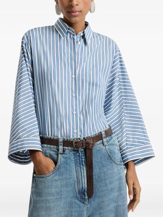 Brunello Cucinelli Womens Stripe Poplin Shirt Ss26 W