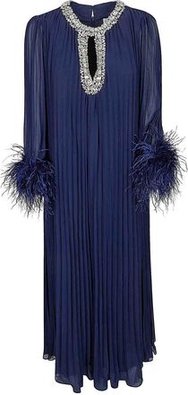Self Portrait Robe Au Genou - Bleu Fonc&eacute;