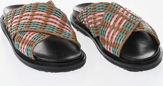Marni Geflochtene Ledersandalen mit Criss-Cross-Riemen Marni